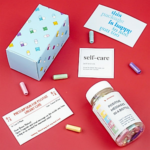 50 Pre-Written Positive Messages in a Bottle, Adult Stress Relief Gifts, Christmas Gifts, Affirmation Gifts for Women, Thanksgiving Gifts, Self Care Kit Mediation, Unique Health Wellness Gifts