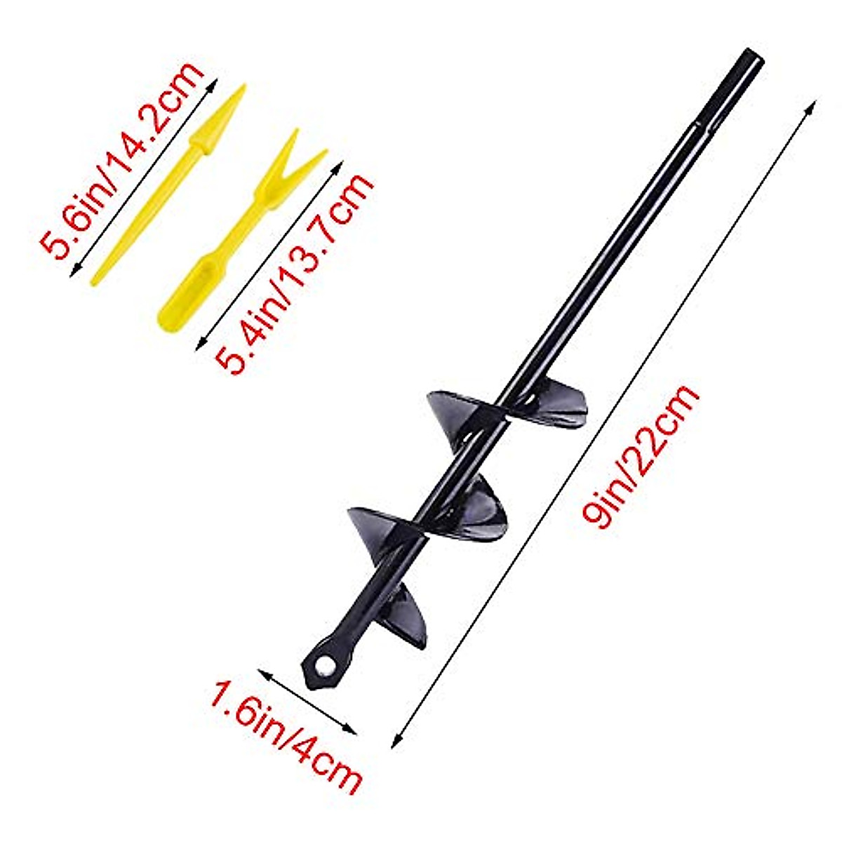 SYITCUN Auger Drill Bit for Planting-1.6"x9" Auger Drill Bit-Garden Auger Spiral Drill Bit for Bulb Planting,Heavy Duty Garden Auger for 3/8" Hex Driver Drill