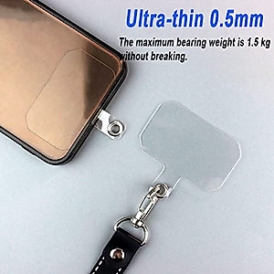 20 Pack Cell Phone Lanyard Tether Tab with Metal Ring, Universal Replacement Attachment Cellphone Tether PVC Patches Sticker Pad for Wrist Phone Strap Smartphone Neck Safety Tether, Black