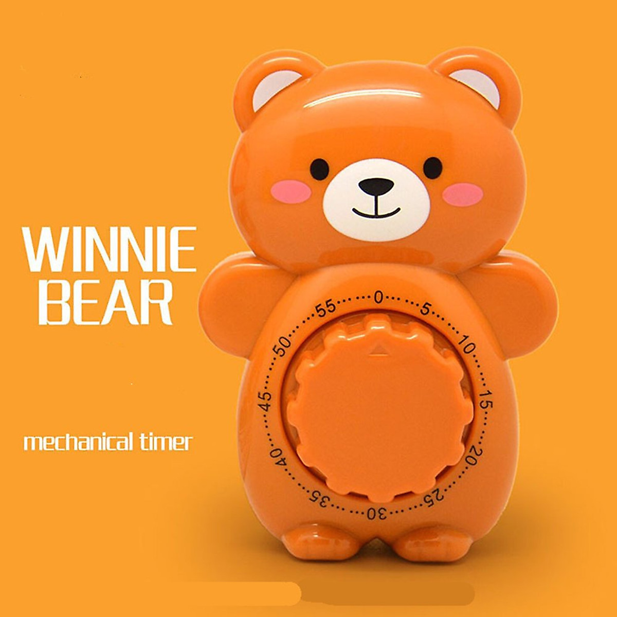 Golandstar Cute Cartoon Bear Timers 60 Minutes Mechanical Kitchen Cooking Timer Clock Loud Alarm Counters Manual Timer (Brown)