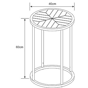 Canarm Birkett Round Metal Side Table, 15.75" W x 15.75" H x 23.63" D - Casual Living Room & Bedroom Pedestal End Table in Brown with Easy Assembly