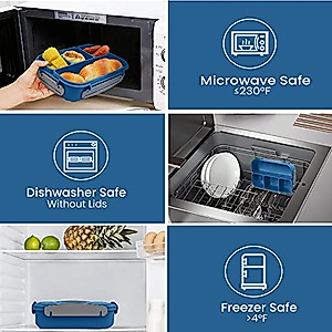 Bugucat Bento Box, Lunch Box with 4 Compartments and Cutlery, Reusable Bento Lunch Box for Adults, Food Storage Containers for School Work and Travel BPA-Free, Microwave-& Dishwasher-safe