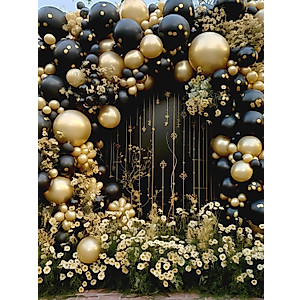 BAUANOOY 100pcs Black Balloons 12 inch, Black Latex Balloons with Black Ribbon for Graduation Halloween Birthday Party Decorations