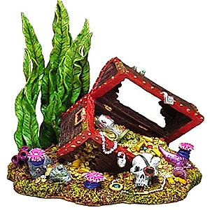 Exotic Environments Sunken Treasure Chest Aquarium Ornament, Small, 5-1/2-Inch by 4-Inch by 5-1/4-Inch