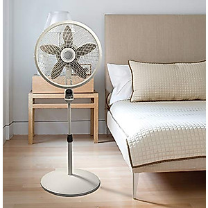 Lasko Cyclone Pedestal Fan, Adjustable Height, Remote Control, Timer, 3 Speeds, for Bedroom, Kitchen, Office and Living Room, 18", White, 1885, Large