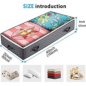 DRAMLOR Under Bed Storage Bags, 4 Pack Large Capacity Underbed Storage Containers with Reinforced Handles, Clothes Storage Bins Foldable Closet Organizers for Blanket, Pillows, Comforters and Quilts