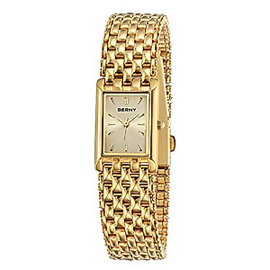 BERNY Gold Watches for Women Ladies Wrist Quartz Watches Stainless Steel Band Womens Gold Watch Small Luxury Casual Fashion Bracelet (Gold Dial)