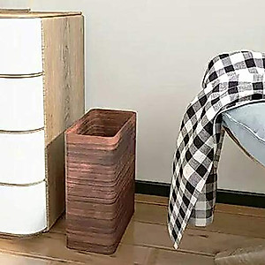 ZZFF Wood Trash Can Wastebasket,Household Bathroom Living Room Rectangular Trash Bin,Narrow Space Garbage Can with Swing Lid D 26.5x13x30cm(10x5x12inch)