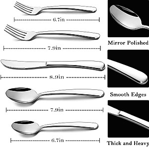 Heavy Duty Silverware Set, HaWare 45 Pieces Stainless Steel Flatware Set with Serving Utensils, Heavy Weight Eating Utensils Tableware for 8, Modern Cutlery for Home, Dishwasher Safe, Mirror Polished