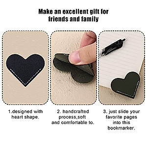 KINBOM 6pcs Bookmarks, Leather Heart Bookmark Handmade Corner Book Marker Page Corner Bookmarks Heart Bookmark for Women Girls Reading Lovers