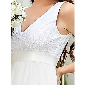 Ever-Pretty Womens Chiffon V Neck Wedding Dress for Guest Women White US10