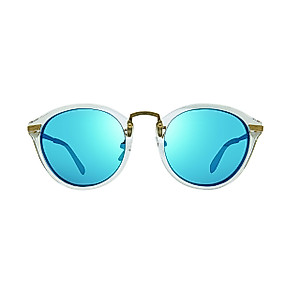Revo Sunglasses Quinn: Women's Polarized Crystal Glass Lens with Round Frame, Crystal Frame with Revo H2O Blue Lens