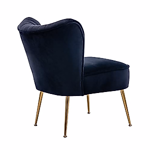 DUOMAY Modern Accent Chair Set of 2 Velvet Slipper Chair with Gold Legs Wingback Side Chair for Living Room Bedroom Entryway Small Corner Chair for Space Saving, Black