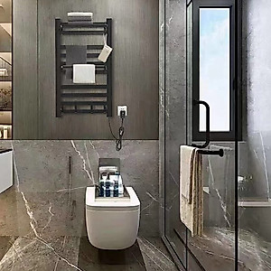 KUYT Bathroom Electric Heated Towel Rack with Timer Towel Warmer, Heating Panel Fast Warming up Heated Towel Rail Polished Bathroom Pools Kitchen Gyms/Silver