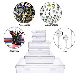 Goodma 36 Pieces Mixed Sizes Rectangular Empty Mini Plastic Organizer Storage Box Containers with Hinged Lids for Small Items and Other Craft Projects (Transparent)