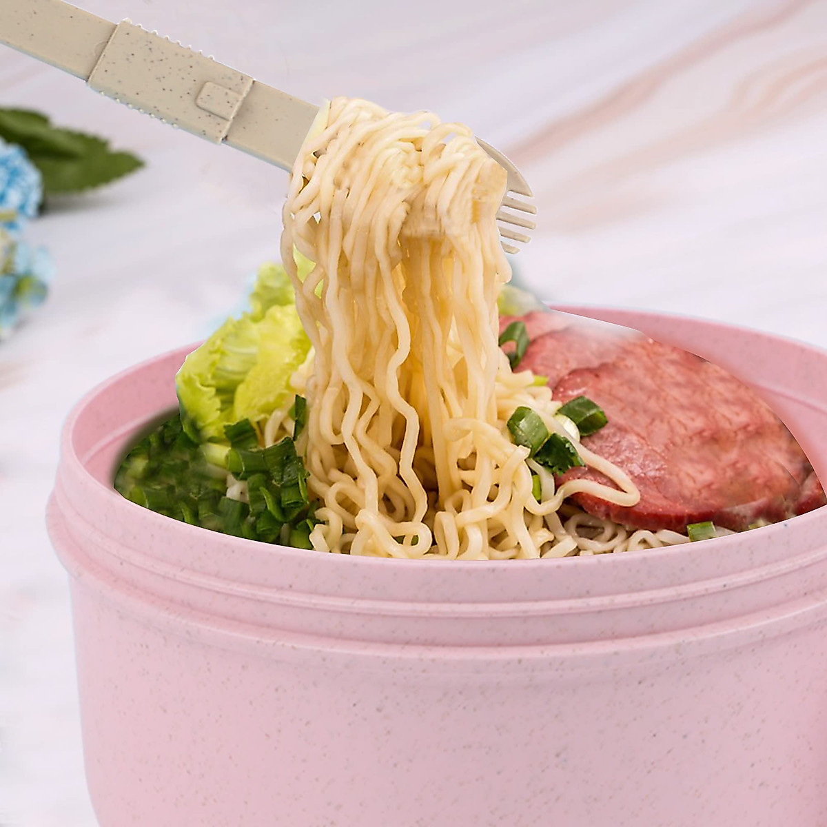 GMAEURL Microwave Ramen Bowl Cooker With Lid Instant Noodle Bowl Soup Bowl Bpa Free/Food Grade For Office College Dorm Room Instant Cooking Dishwasher Safe