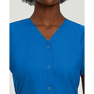 Landau Essentials Relaxed Fit 4-Pocket V-Neck Scrub Top for Women 8232, White, Medium