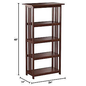 Mission 48" H Bookcase with 4 Shelves, Cherry