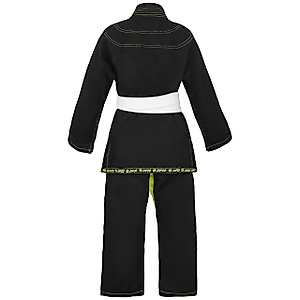 Zafco Sports Brazilian Jiu Jitsu, Kids Jiu Jitsu Gi Children BJJ Gi Grappling Kimonos Lightweight White Belt (Black, K0)
