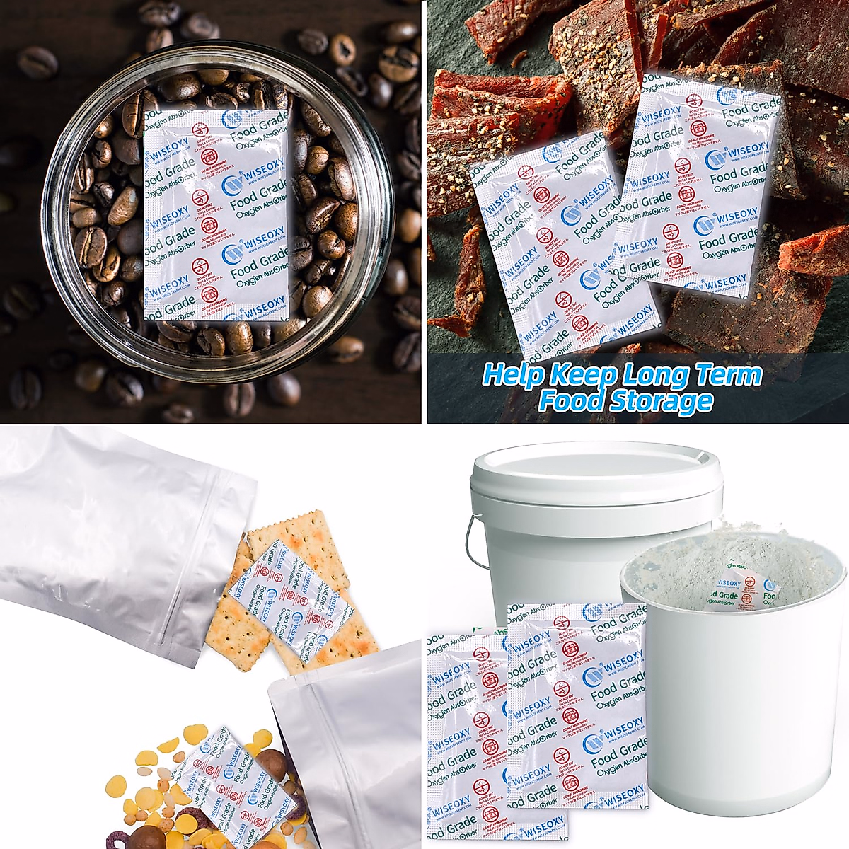Wisesorb 500CC 50 Packs Oxygen Absorbers for Food Storage, Food Grade Oxygen Absorbers, O2 Absorbers Food Grade for Food Storage
