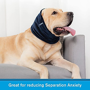Dog Hoodie, Soft Snoods for Dogs, Breathable Dog Head Wrap Ear Cover for Anxiety Relief and Calming, Ear Wraps for Dogs Reduce Anxiety Thunder (Dark Blue, M)