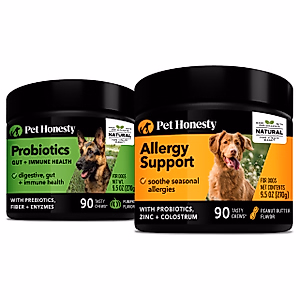 PetHonesty Digestive Probiotics for Dogs + Allergy Support Soft Chew Supplement Bundle - Probiotics, Digestive Enzymes, Salmon Oil and Omega 3 Fish Oil, Itch Relief for Dogs, Coat and Skin Health