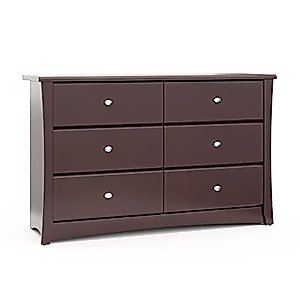 Storkcraft Crescent 6 Drawer Double Dresser (Espresso) – GREENGUARD Gold Certified, Dresser For Nursery, 6 Drawer Dresser, Kids Dresser, Nursery Dresser Drawer Organizer, Chest of Drawers