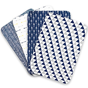 Pack n Play Sheets – Pack and Play Sheets 4 Pack – 100% Super Soft Jersey Knit Cotton Playard Mattress Sheets – Portable Playpen Sheet – Fitted Play Yard Mini Crib Sheets for Boy & Girl (24 x 38 x 5)