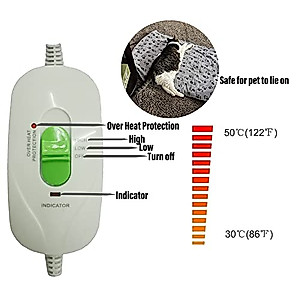 OCSOSO Heated Cat Bed Electric Heating Pad for Cats and Dogs Waterproof Warming Mat Auto-Off,18inch Pet Mat Temperature Adjustable and Constant Heating for Indoor and Outdoor Use