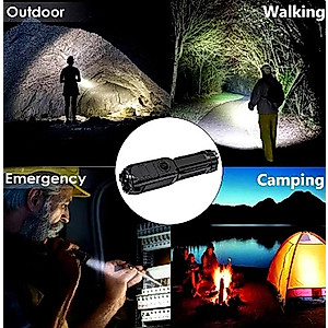 Cenbini 2PCS Peachloft Flashlight, Powerful LED Flashlight, Waterproof Zoom 3 Lighting Modes USB Rechargeable Torch for Outdoor Hiking Emergency (Gray Black)