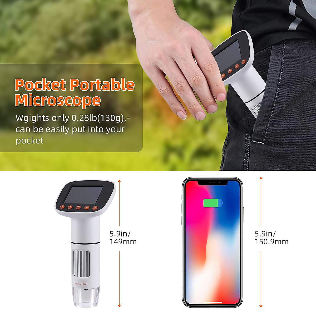 Koolertron 2 inch Handheld Digital Microscope with LCD Screen, Pocket Microscope with 32G Card for Kids and Adults,50x-1000x Magnification HD Magnifier for Coin/Circuit Board/Observation