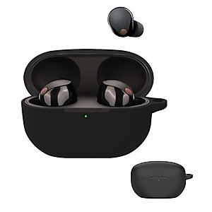 Silicone Case Compatible with Sonys WF-1000XM5 Earbuds Headphones, Shockproof & Anti-Scratch Portable Protective Cover for The Best Truly Wireless WF-1000XM5 Earbuds (Black)
