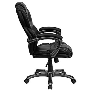 Flash Furniture Stella High Back Black LeatherSoft Executive Swivel Ergonomic Office Chair with Arms