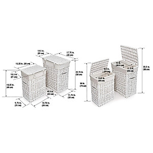 Wicker Two Laundry Hamper Set with Lids and Fabric Liners