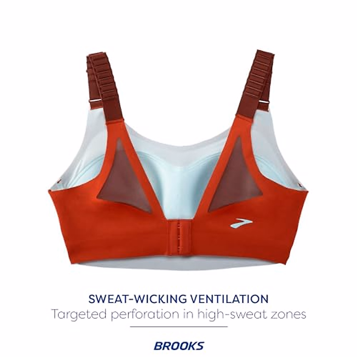 Brooks Women's Scoopback 2.0 Sports Bra for High Impact Running, Workouts & Sports with Maximum Support - Copper/Run Raisin/Ice Blue - 40 C/D