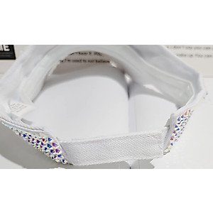 ASUITOFK Bling Rhinestone Sport Sun Visor Hats Adjustable Summer Cap Visor Caps for Men and Women Outdoor Hat White