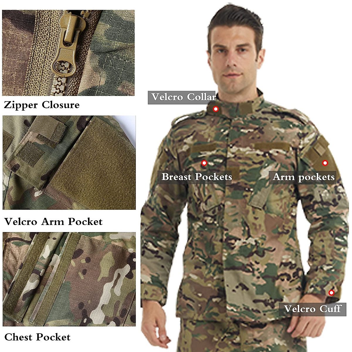 Mens Military Uniform Camouflage Jacket & Pants Set Training Shirt Hunting Paintball Pants