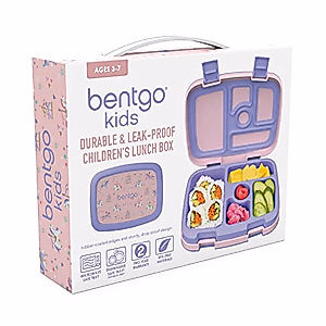 Bentgo® Kids Prints Leak-Proof, 5-Compartment Bento-Style Kids Lunch Box - Ideal Portion Sizes for Ages 3 to 7 - BPA-Free, Dishwasher Safe, Food-Safe Materials (Carousel Unicorns)
