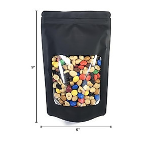 100 Pack Mylar 4 Mil Thick Smell Proof Bags 6” x 9” x 3” Stand Up Zip Seal Foil Pouch. HD Clear Window, Leak Proof, Food Grade. Travel, Storage and Display. ROYPACK