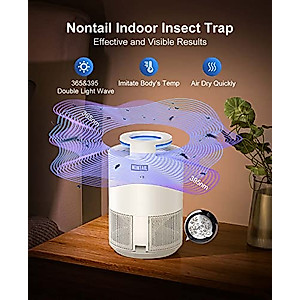Fly Traps for Indoors, NONTAIL Indoor Fruit Fly Trap with 360°UV Light Fan, Catcher & Killer for Mosquito, Gnat, Moth, Fruit Flies, 4 Sticky Glue Boards Included