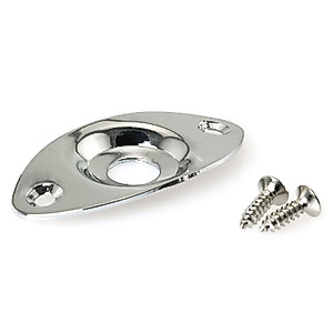 E-outstanding Oval Jack Plate Metal Indented Curved Football Shape Output Socket Plug Plate With Screws for Guitar Bass Silver