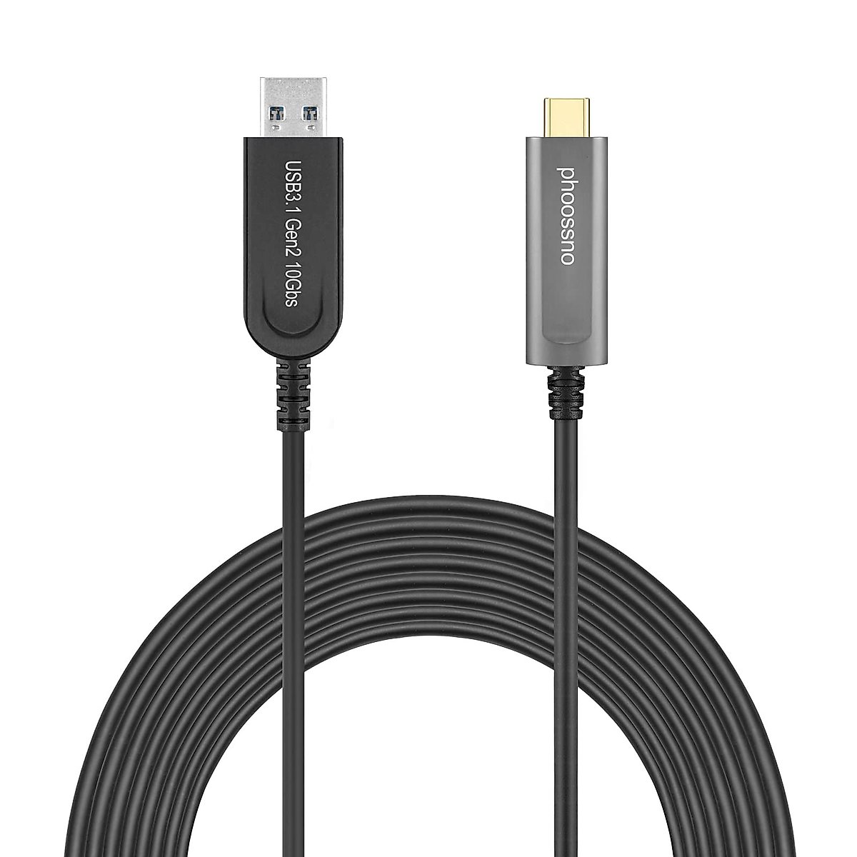 USB A to C Fiber Optical Extension Cable USB 3.1 Gen2 10Gbps 15M 50FT Compatible with Microsoft Azure Logitech Camera Aver &Vaddio & Barco ClickShare Touch Screen Kinect Oculus VR Intel RealSense