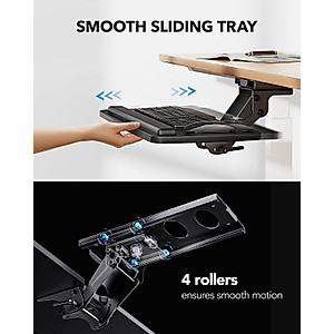 HUANUO Keyboard Tray Under Desk, 360 Adjustable Ergonomic Sliding Keyboard & Mouse Tray, 25" W x 9.8" D, Black