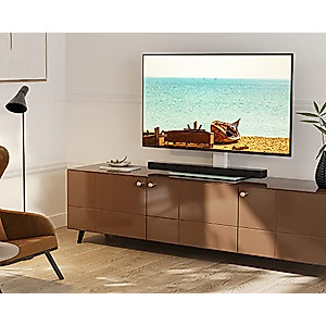 FITUEYES Universal TV Stand Table Top TV Stand for 27-55 inch LCD LED TVS Height Adjustable TV Base with Tempered Glass Base Wire Management VESA 400x400mm Holds 88 Pounds, White