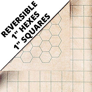 Chessex Role Playing Play Mat: Battlemat Double-Sided Reversible Mat for RPGs and Miniature Figure Games (26 in x 23 1/2 in) Squares/Hexes