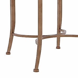 Hillsdale, Canal Street Metal Vanity Stool with Interlocking Oval Back Design for Makeup Room or Bathroom, Golden Bronze