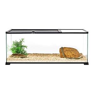 REPTI ZOO 20 Gallon Reptile Glass Terrarium Easy Clean Tank 30" x 12" x 12" Dual Top Sliding Top Cover for Reptile Snake Hamster Hedgehog Small Animals (Knock-Down)