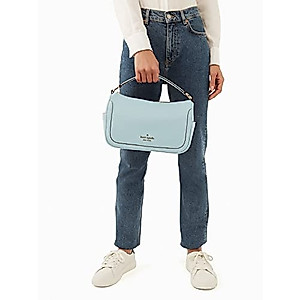 Kate Spade Smoosh Top Zip Satchel Hobo Crossbody Leather Blue Glow