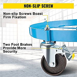 VEVOR Drum Dolly, 55 Gallon Drum Cart Dolly, Oil Drum Dolly with 2000 Lbs Capacity, Grease Drum Dolly with 8 Cast Iron Swivel Casters, Non Tipping for Workshops, Factories, Warehouses, Shops, Docks