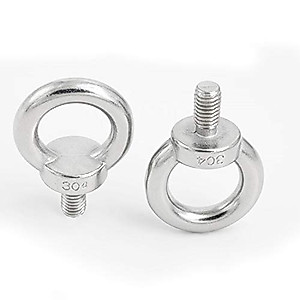 Pack of 2 M16 304 Stainless Steel Ring Shape Shoulder Lifting Rigging Eye Bolt Thread Machinery Shoulder Lifting Forged Eye Bolts